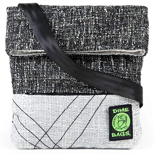 DIME BAGS Small Multi-Purpose Bag | Cross Body Hemp Purse with Adjustable Strap & Airtight Baggie Included (Small, Static Black)