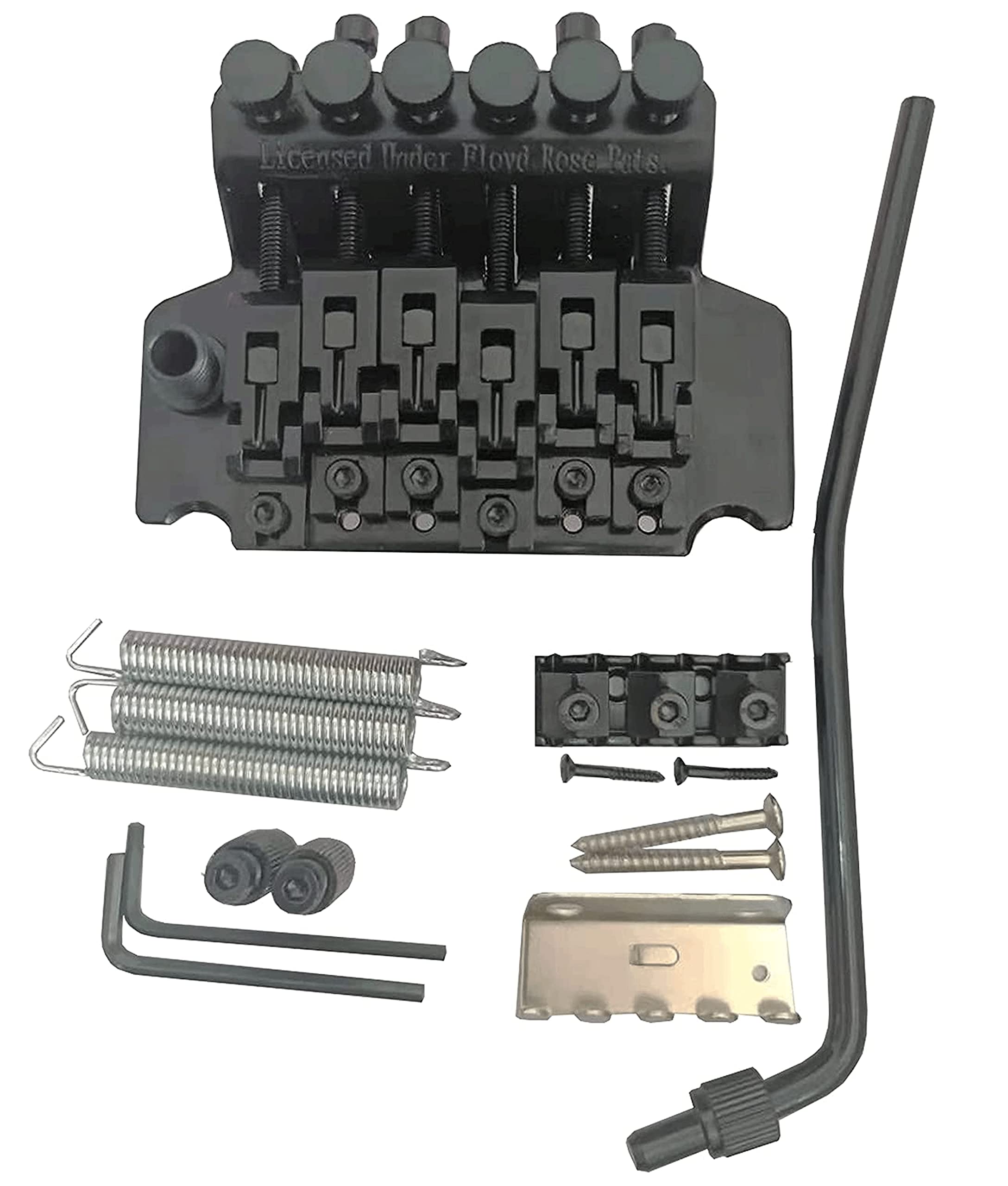 AYUBOUSA Black Electric Guitar Tremolo Bridge with Bar Double Strat Locking Floyd Rose (SDH2105--SSQQ-BK)