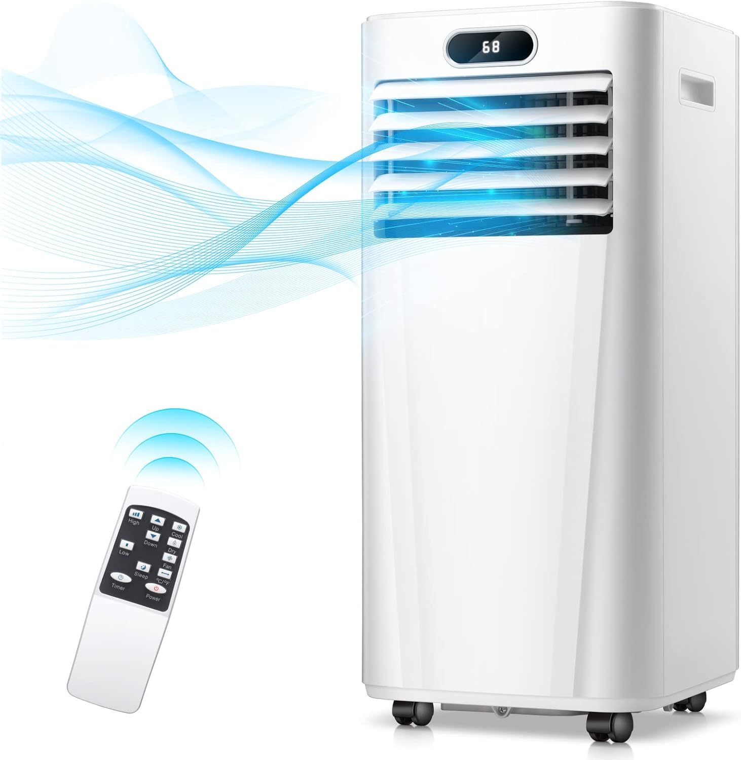 Kismile 8,000BTU Portable Air Conditioner with Built-in Dehumidifier Function, Fan Mode,Portable Ac Unit with Remote Control, Floor Air Conditioner for Room/Office/Dorm/Bedroom