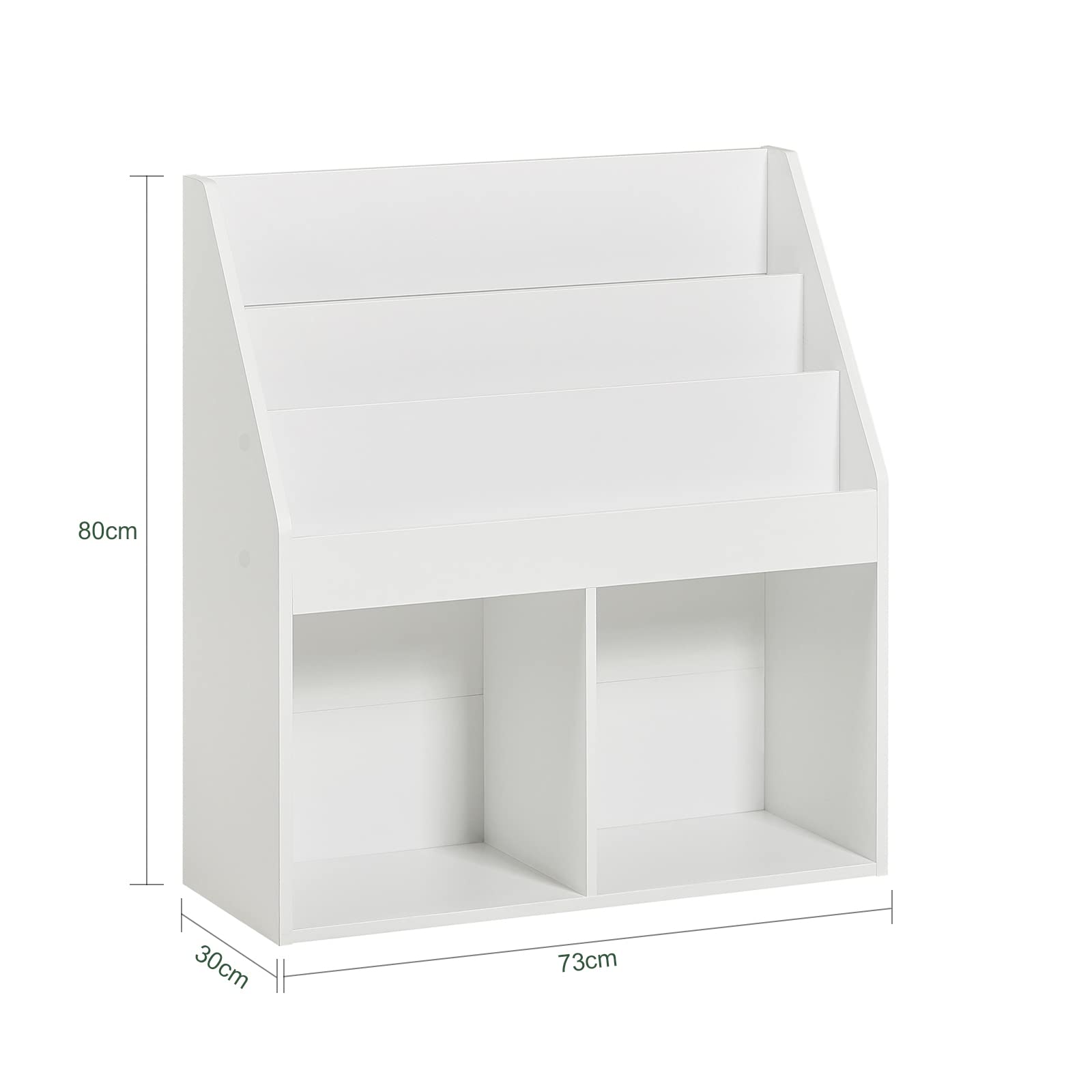 SoBuy Kids Book Shelf 3 Titers Children Bookcase, Toy Shelf Storage Display Shelf Rack Organizer Holder Playroom Nursery Classroom Library, White, KMB39-W