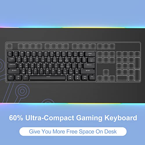 DIERYA 60% Mechanical Keyboard, DK61se Wired Gaming Keyboard with Red Switches,LED Backlit Ultra-Compact 61 Keys Mini Office Keyboard for Windows Laptop PC Gamer Typist(Black)