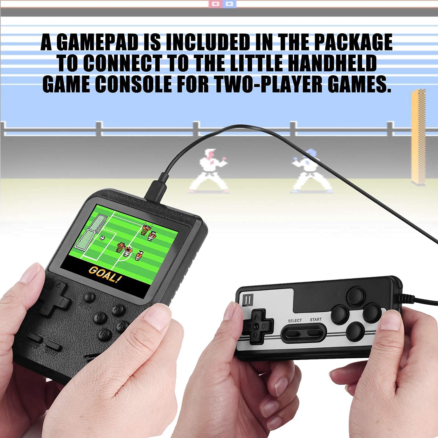 JAMSWALL Retro Handheld Game Console, Portable Retro Video Game Console with 400 Classical FC Games 2.8-Inch Screen 800mAh Rechargeable Battery Support for Connecting TV and Two Players(Black)…