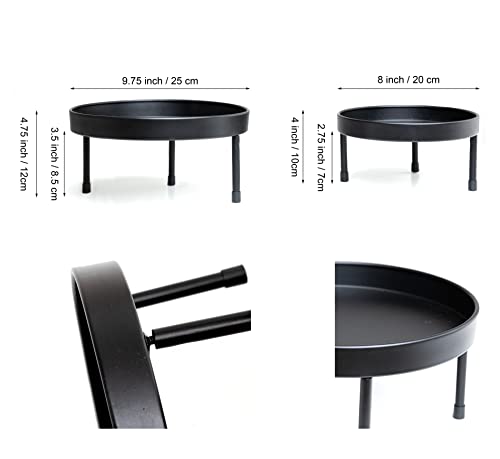 Defined Deco Black Metal Pedestal Stand,Set of 2 Stackable Cake Stand,Food Display Riser,Cupcake Stands Display,Dessert Display Plate Serving Tray for Baby Shower Wedding Birthday Party.