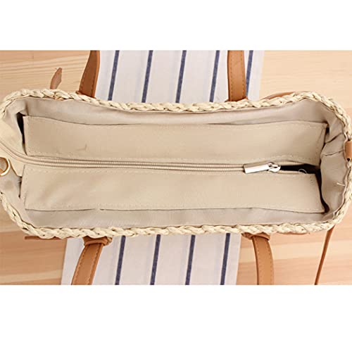 H.S.G.K Women's Summer Handbag Casual Multifunctional Shoulder Bags Straw Handbag Ladies Vintage Square Basket