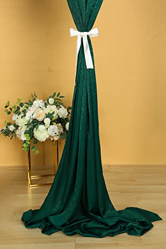 Cytdkve 2 Panels 4.8 Feet x 10 Feet Hunter Green Velvet-Like Wedding Backdrop Curtain Drapes, Silky Soft Window Curtains Panels for Wedding Ceremony Birthday Party Decorations