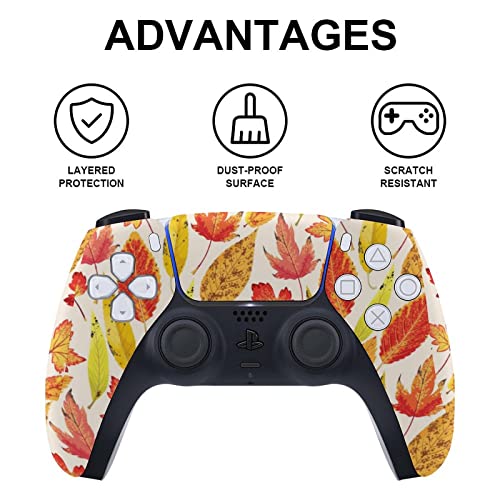 Autumn Leaves Full Protective Skin Cover Design Wrap Decal Sticker Compatible with PS5 Digital Edition Console and Controller