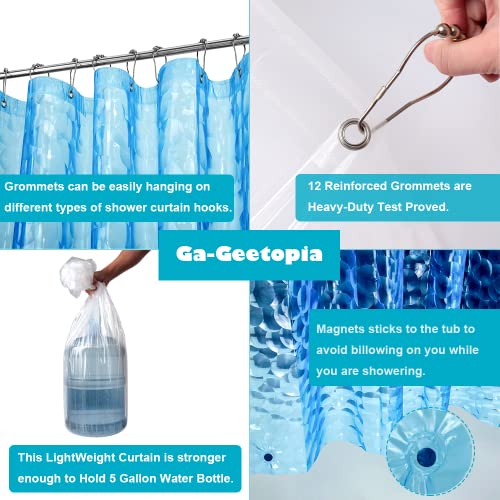 Ga-Geetopia EVA 3D Blue Pearl Water Cube Plastic Shower Curtain Liner - Premium Light Weight 72" x 72" Blue Bathroom Shower Showroom Curtain Liner with Rustproof Metal Gromments and Weighted Magnet