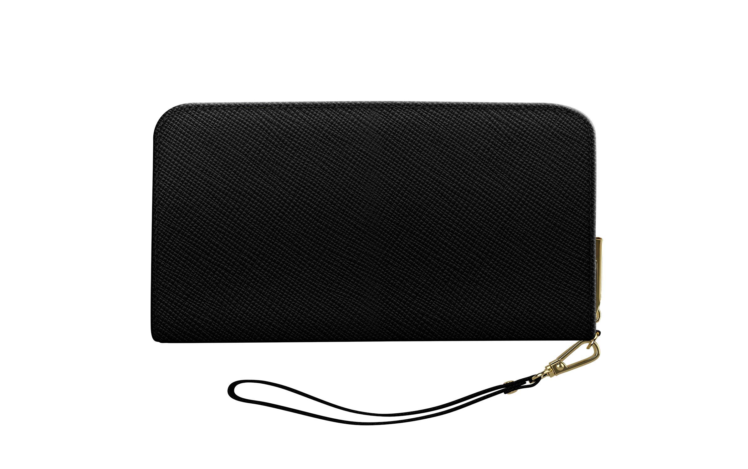 iDeal Of Sweden Chelsea Wristlet Wallet with Cellphone Pocket Clutch (Vegan Leather) (Saffiano Black)