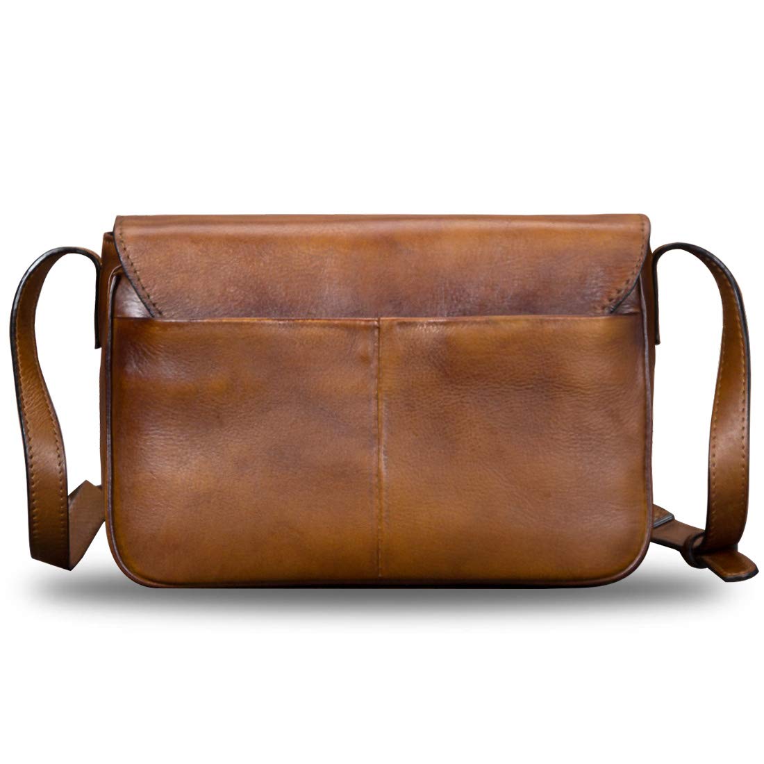 Genuine Leather Crossbody Bags for Women Handmade Ladies Satchel Vintage Purses Handbag Brown