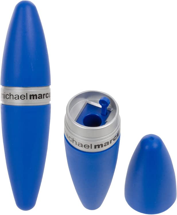 Michael Marcus Cosmetic Makeup Pencil Sharpener - 3-in-1 Essential Beauty Sharpener for Lip Liner, Eyebrow, and Eyeliner Pencil - Travel Friendly, Convenient, Compact & Easy to Clean (Blue)