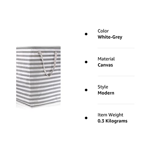 Collapsible Laundry Hamper with Handles, Large Laundry Basket 75L Freestanding Square Storage Bin Towels Toy Clothes Organizer Canvas Waterproof Laundry Baskets for Home Travel School (Grey White)