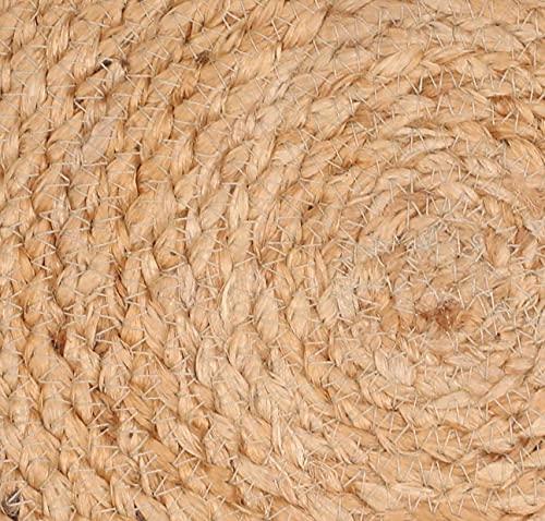 Farmhouse Jute Braided Placemat Set of 4 - Round Hand Beaded Charger Placemat -Hand Made by Skilled artisans - A Beautiful complement to Your Dinner Table décor - Natural - 13 Inch Round