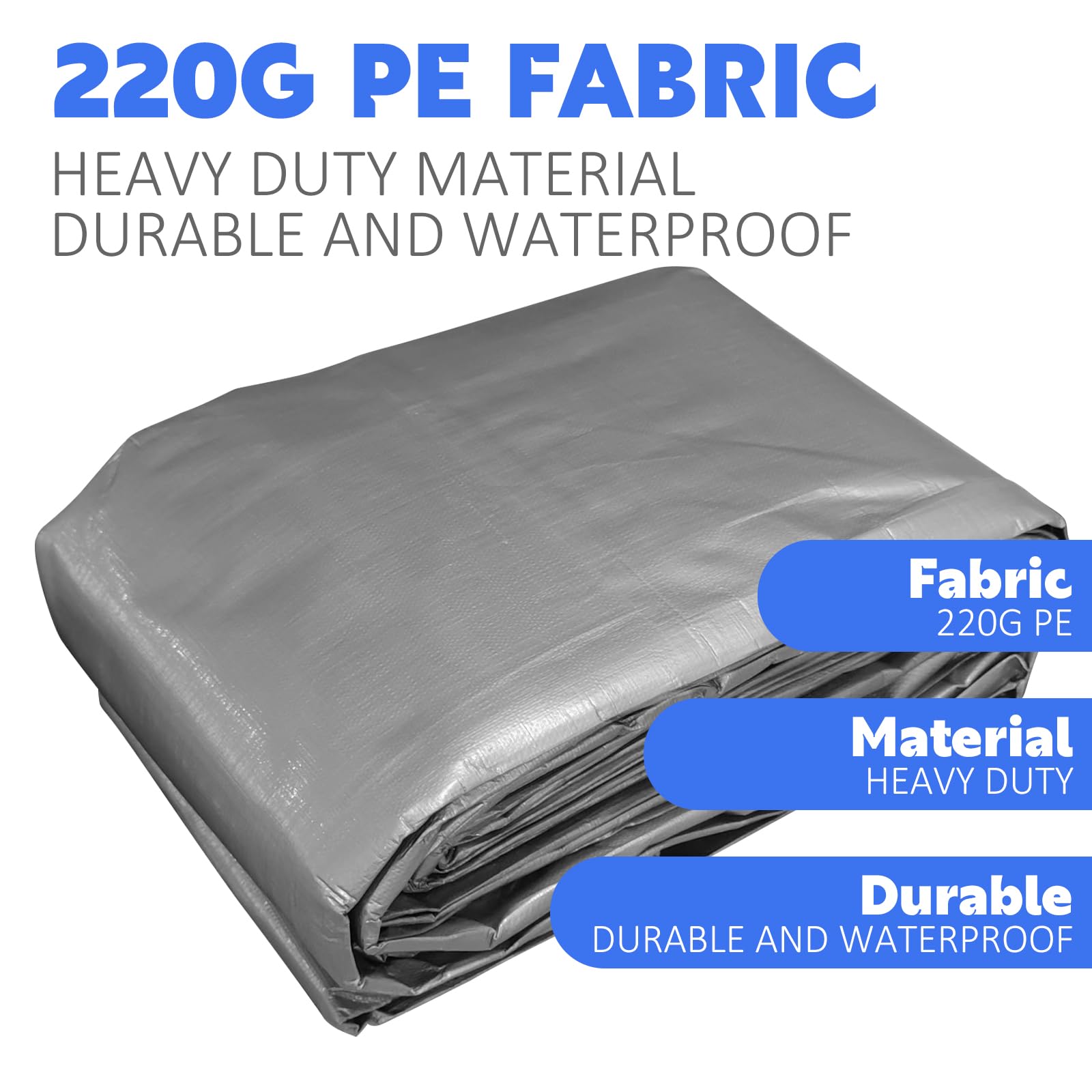 Canopy Replacement Cover for 10' x 20' Carport Frame, 200G Heavy Duty Replacement Top Cover for Car Garage, Waterproof & UV Protected Tarp with 48 Ball Bungees (Only Cover, Frame Not Included), Grey