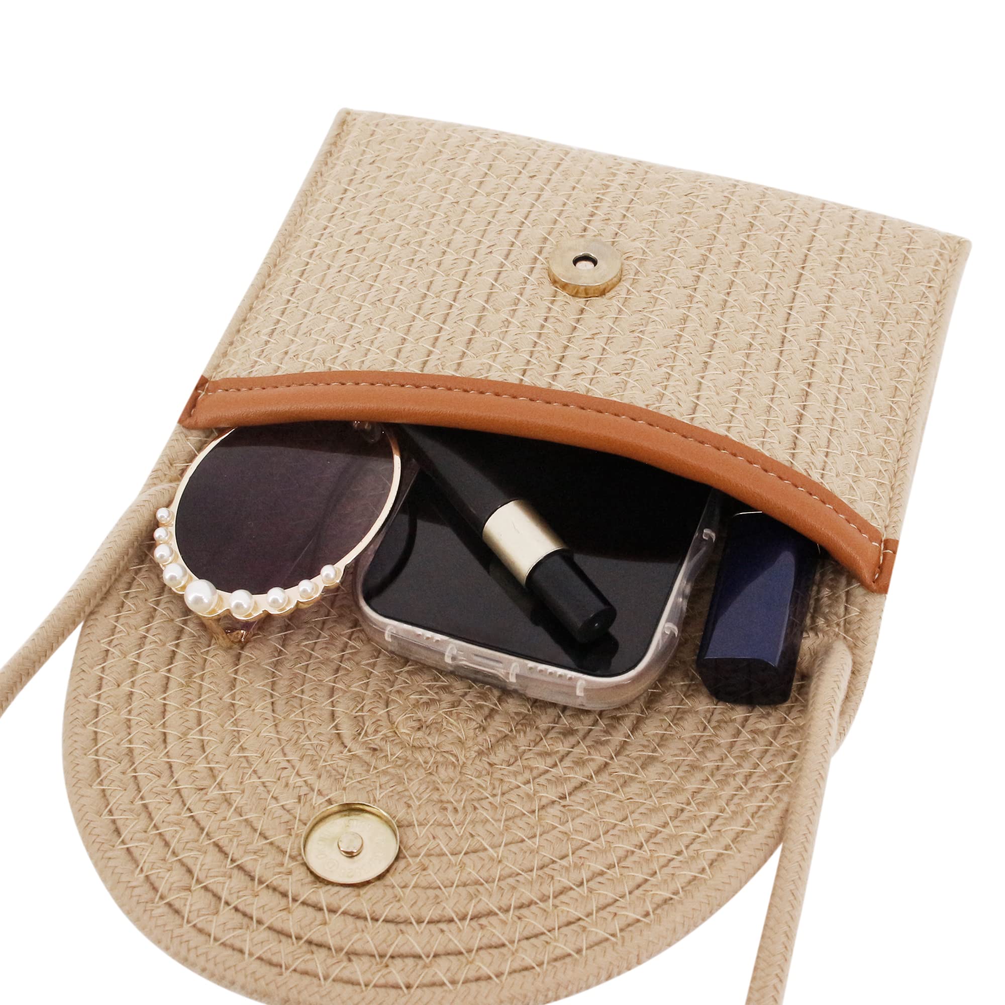 jascaela Women's Straw Woven Crossbody Bag Summer Beach Clutch Purse - Khaki