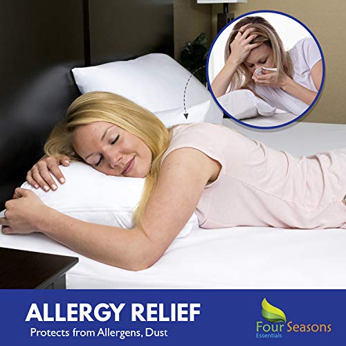 Four Seasons Essentials Queen Mattress Protector - Zippered Bedbug Waterproof Mattress Cover, Premium Quality Hypoallergenic Bed Encasement