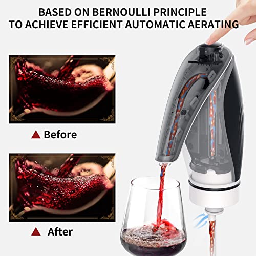 CIRCLE JOY Electric Wine Aerator Pourer Rechargeable 3-in-1 Automatic Wine Decanter Dispenser Preserver Penguin Shape Gifts for Wine Lovers, Black