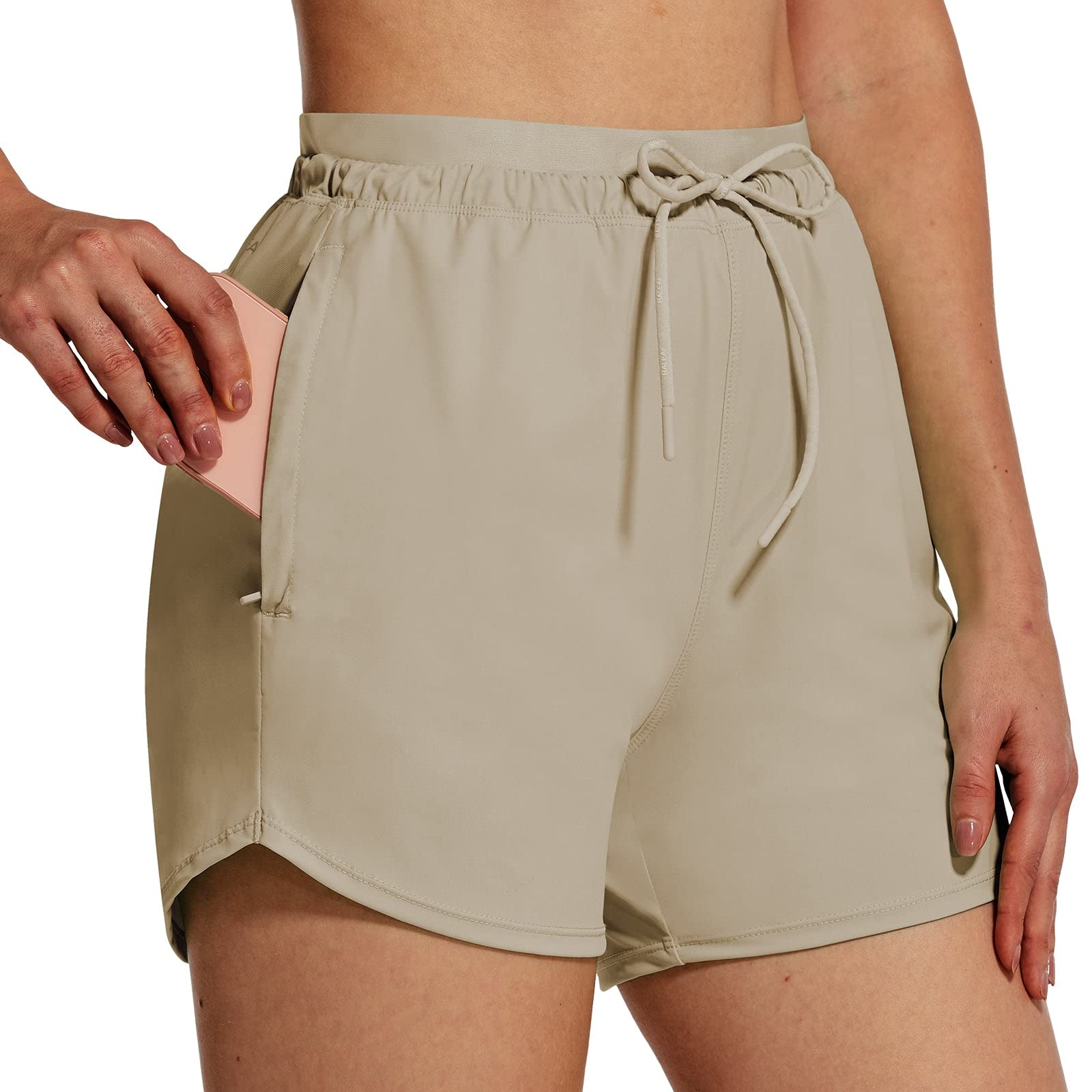 BALEAF Women's Hiking Shorts 4" Quick Dry with Zip Pockets Athletic Summer Running Stretch Active Workout Gym Black Size M