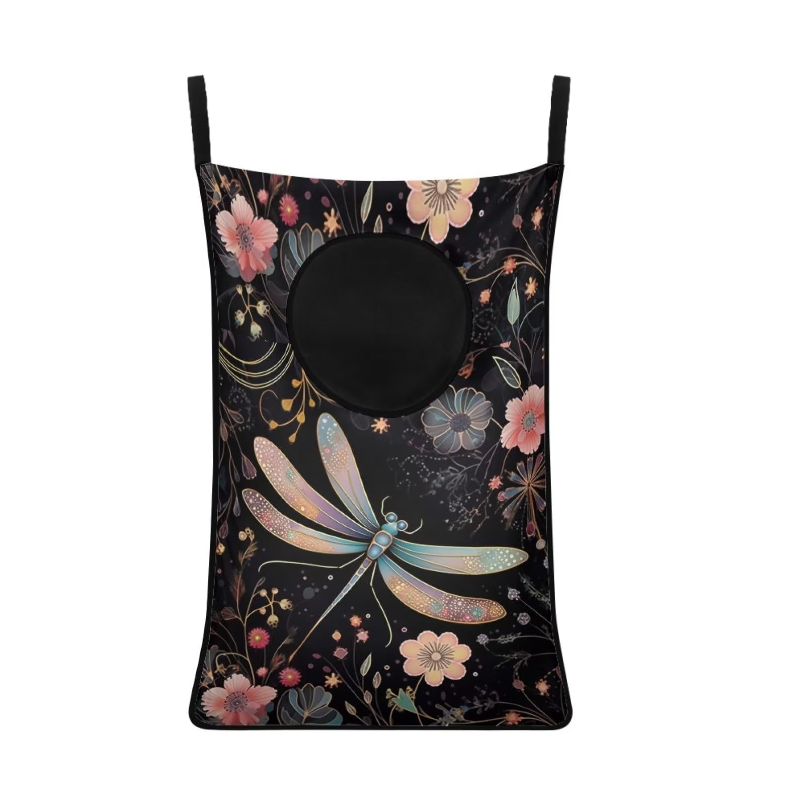 ZFRXIGN Dragonfly Over The Door Laundry Hamper Boho Flower Hanging Laundry Bag Large Laundry Basket for Bedroom Dirty Clothes Hamper Space Saving Home Room Storage Organizers