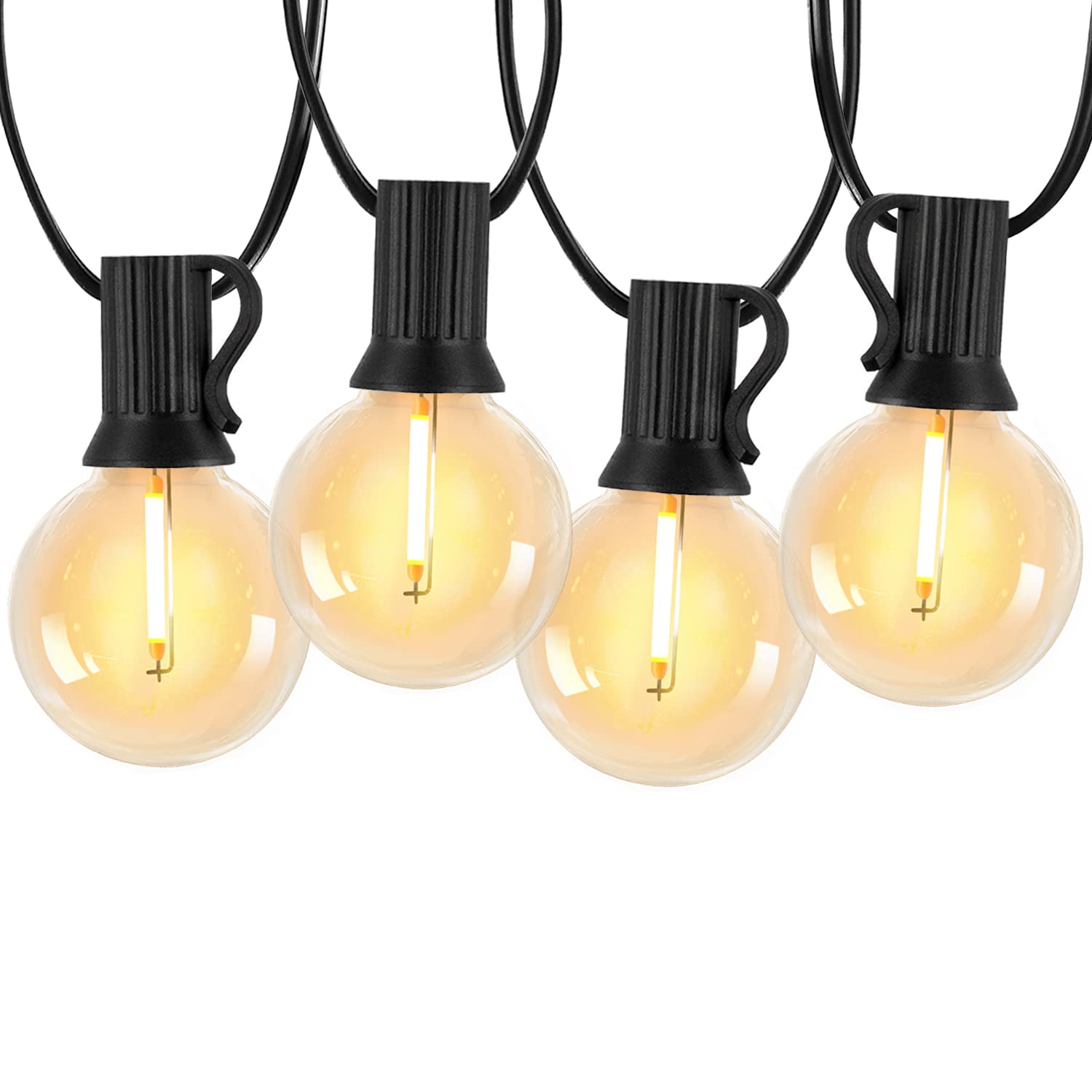 GHUSTAR Outdoor String Lights 28FT Patio String Lights with 16 G40 Shatterproof LED Bulbs(1 Spare), Waterproof Outdoor Hanging LED Lights for Backyard Porch Cafe Party Wedding Garden