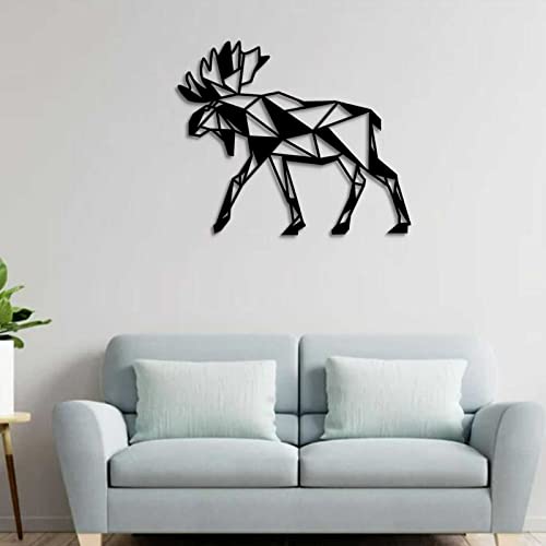 Geometric Deer Metal Wall Art, Metal Wall Sculptures, Metal Hanging Artwork Signs, 3D Wall Silhouette Metal Wall Decor, for Home Office Decoration Sculpture