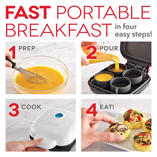 Dash DBBM450GBRD08 Deluxe Sous Vide Style Egg Bite Maker with Silicone Molds (1 large, 4 mini), Red & Mini Maker: The Mini Waffle Maker Machine - Red