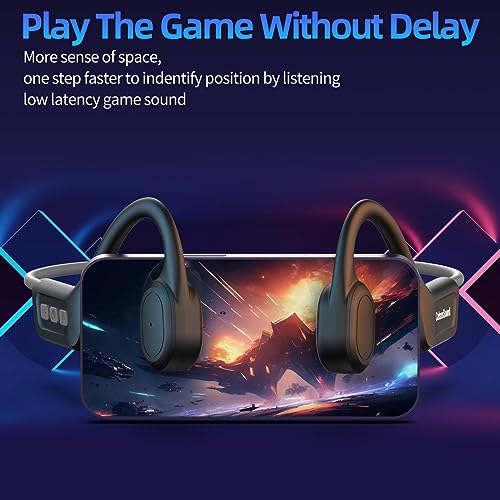 CelsusSound S800C Bone Conduction Headphones,IPX7 Waterproof Sports Earbuds with Noise-Canceling MIC,Bluetooth 5.3 Open-Ear Wireless Headset for Outdoor Running Cycling Hiking,10H Playtime(Grey)