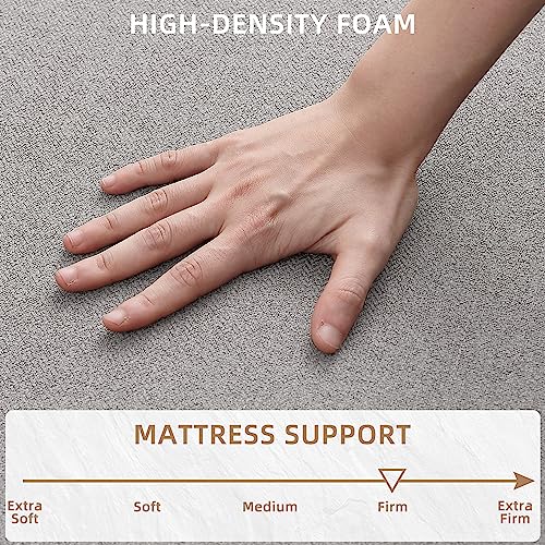 FILUXE Convertible Folding Sofa Bed - Sleeper Chair with Pillow, Modern Linen Fabric Floor& Futon Couch, Foldable Mattress for Living Room/Dorm/Guest Use/Home Office/Apartment, Single Size, Light Grey