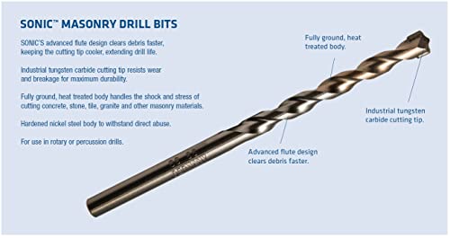 Century Drill & Tool 86956 Sonic Masonry Drill Bit, 7/8" x 6"