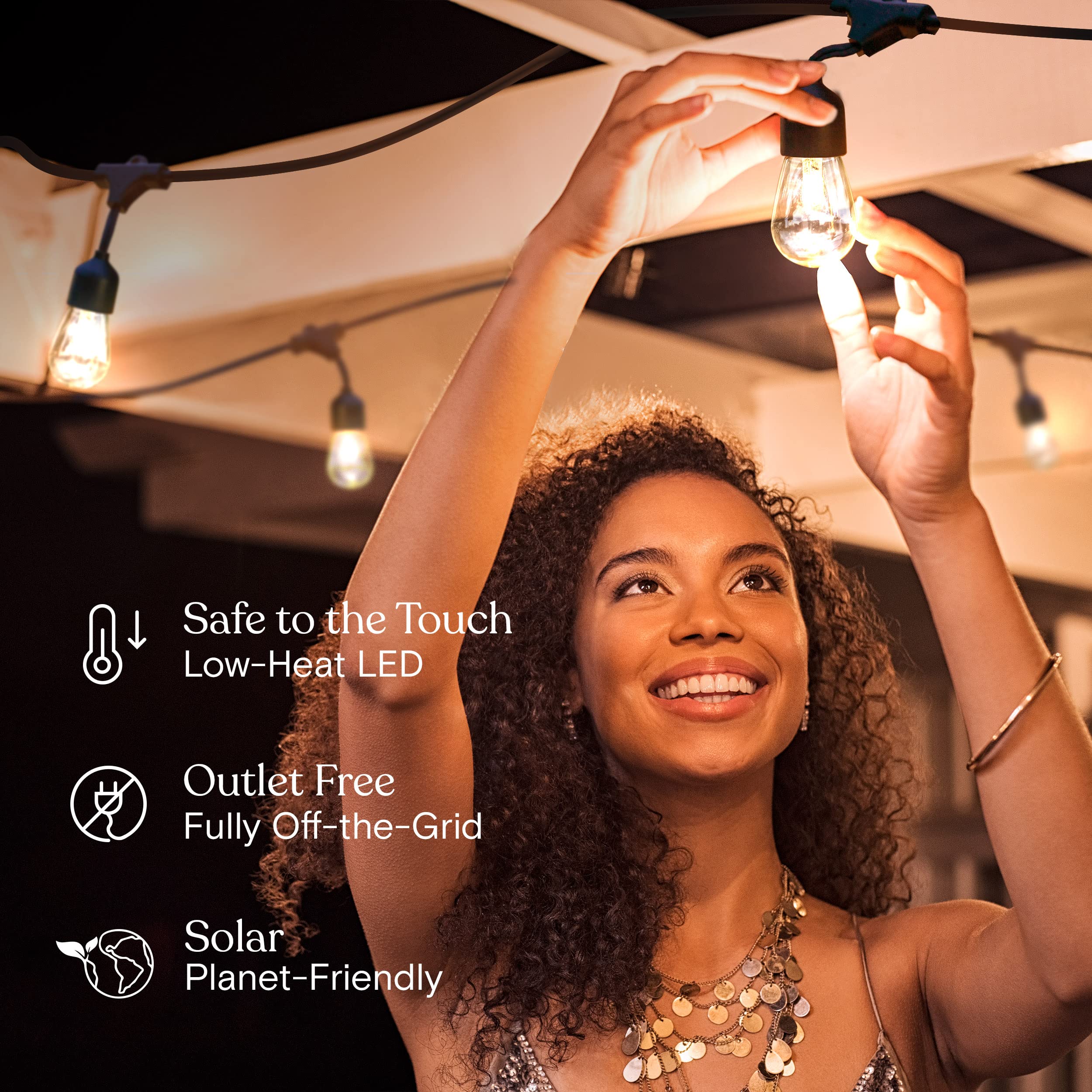 Brightech Ambience Pro Solar Powered Outdoor String Lights - Commercial Grade 27 Ft Waterproof Patio Lights with 12 Edison Bulbs, Shatterproof LED String Lights for Patio - 1W, Warm White