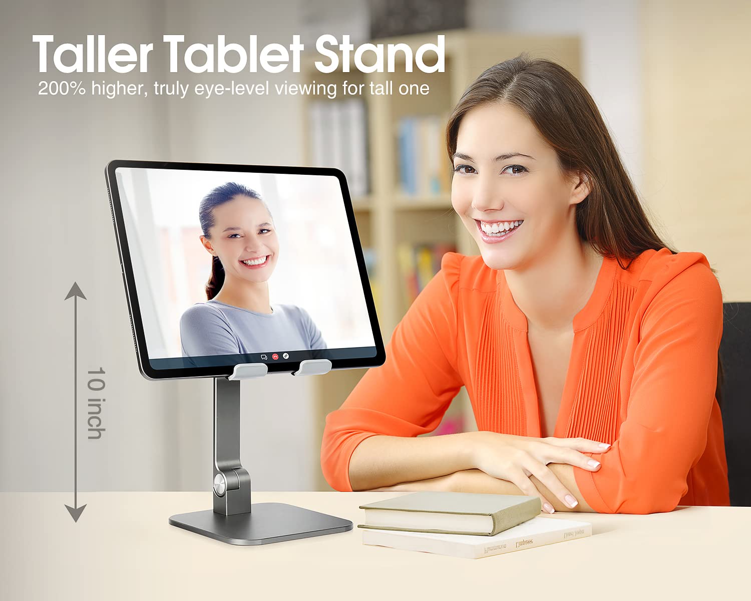 elitehood Aluminum iPad Stand, Adjustable iPad Stand Holder for Desk, Desktop Tablet Stand Dock for iPad Pro 12.9 11, iPad Air Mini 4 5 and More 4-13 inches Tablets, Gray