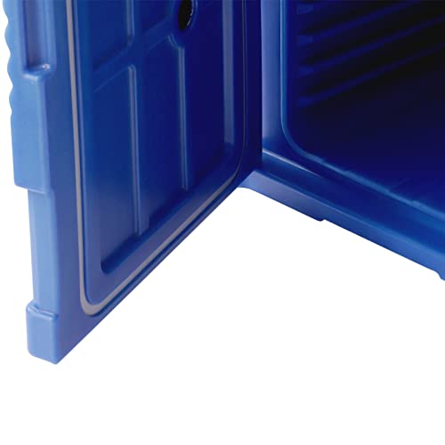 GDAE10 End-Loading Insulated Food Pan Carrier,82Qt/90L Hot Box for Catering, PE Food Box Carrier One-Piece Buckle, Front Loading Food Warmer w/Handles&Wheels, for Restaurant, Canteen, Blue