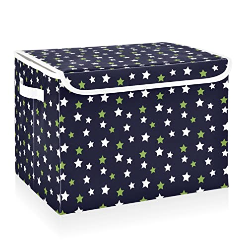 CaTaKu Stars and Stripes Storage Bins with Lids and Handles, Fabric Large Storage Container Cube Basket with Lid Decorative Storage Boxes for Organizing Clothes