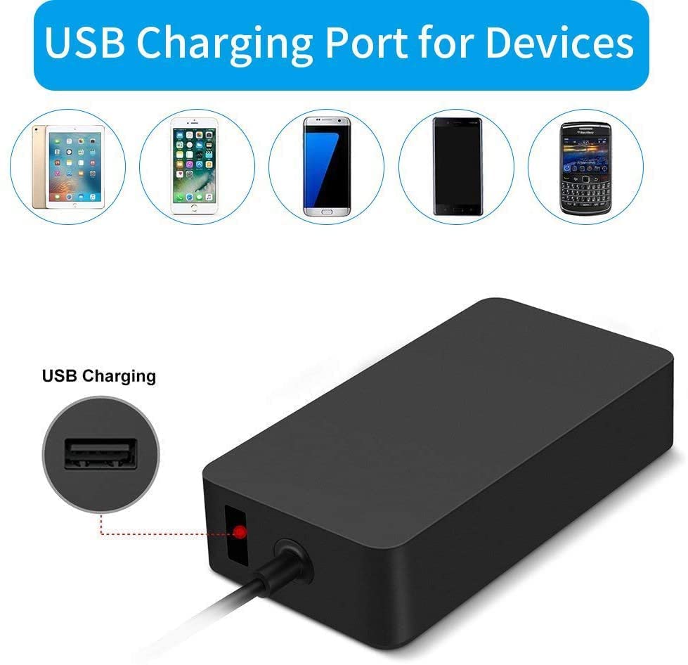 DHMXDC Surface Charger 44W 15V 2.58A Compatible with Microsoft Surface Laptop 1/2/3, New Surface Pro 7/6/5/4/3/X, Surface Book 1/2, Surface Go 1/2