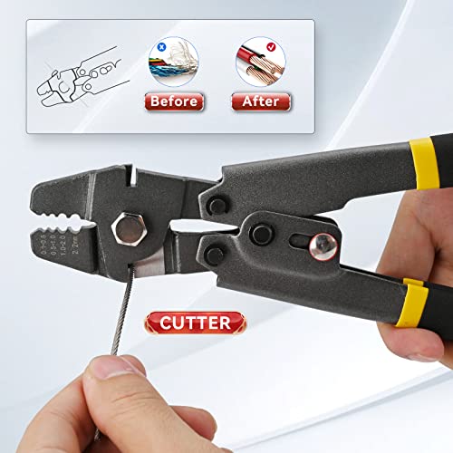CENYB Up To 2.2mm(3/64 1/16 5/64 Inch) Teflon Coating Anti-Rust and Anti-Corrosion Wire Rope Crimper Fishing Crimping Tool