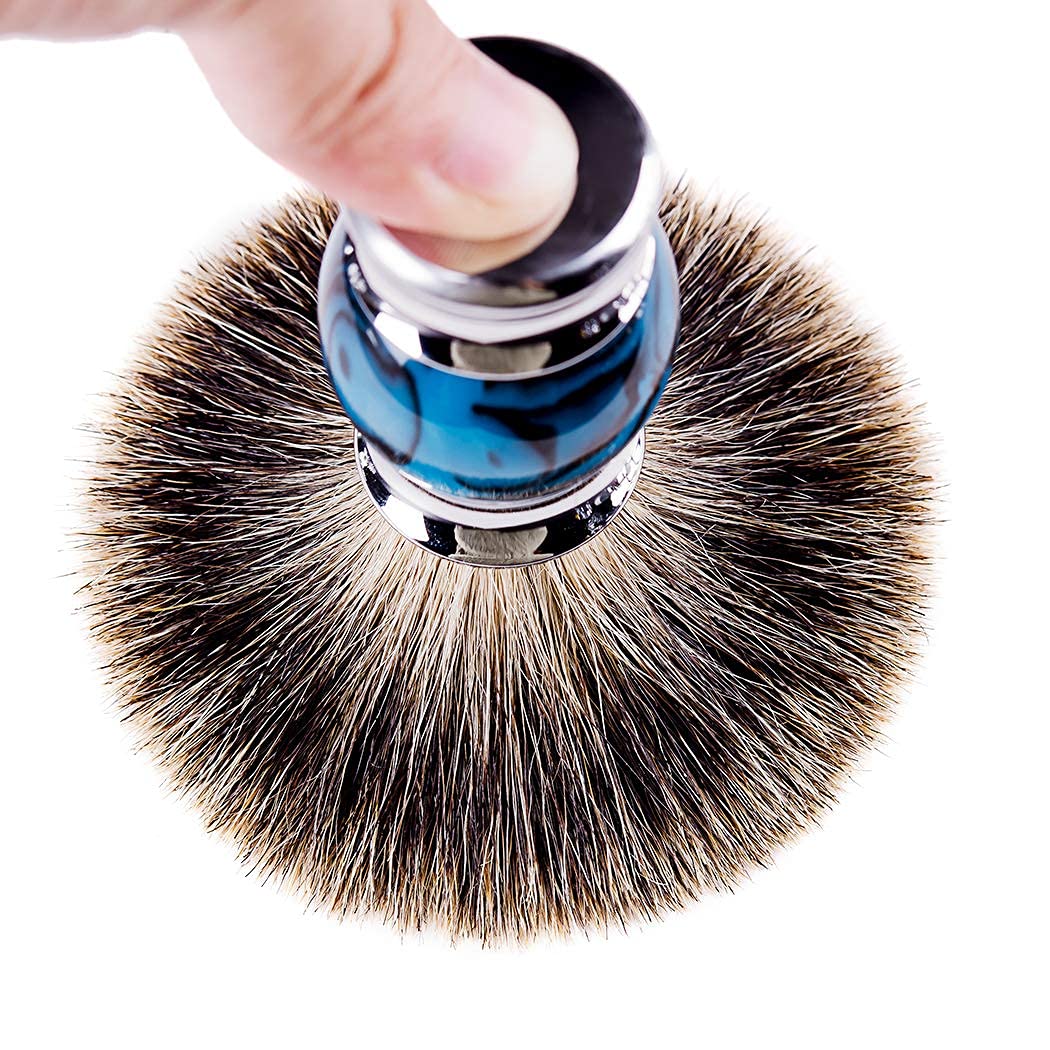 Grandslam Finest Badger Shaving Brush with Resin Handle- Engineered for the Best Shave of Your Life (Blue)