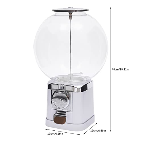 Gdrasuya10 Vending Machine, 18.11" Big Bubble Gumball Machine Lockable Candy Gumball Dispenser Machine Large Capacity Toy Vending Machine for 1.26inch Ball or Candy, White