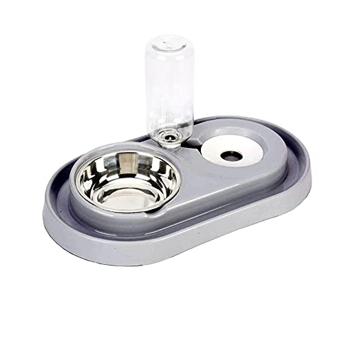 Double Dog Cat Bowls Water and Food Bowl Set,Detachable Stainless Steel Bowl Automatic Water Dispenser Bottle Pet Feeder for Small or Medium Size Dogs Cats Puppy Kitten Rabbit