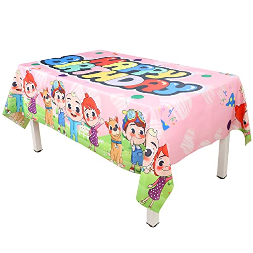 Gelayz Cartoon Cute Melon Tablecloth - 60''x84'' JJ Melon Stripe Table Cover+ 7 Balloons, Pink Melon Birthday Party Supplies Decorations for Themed Party Children Birthday Kids Boys