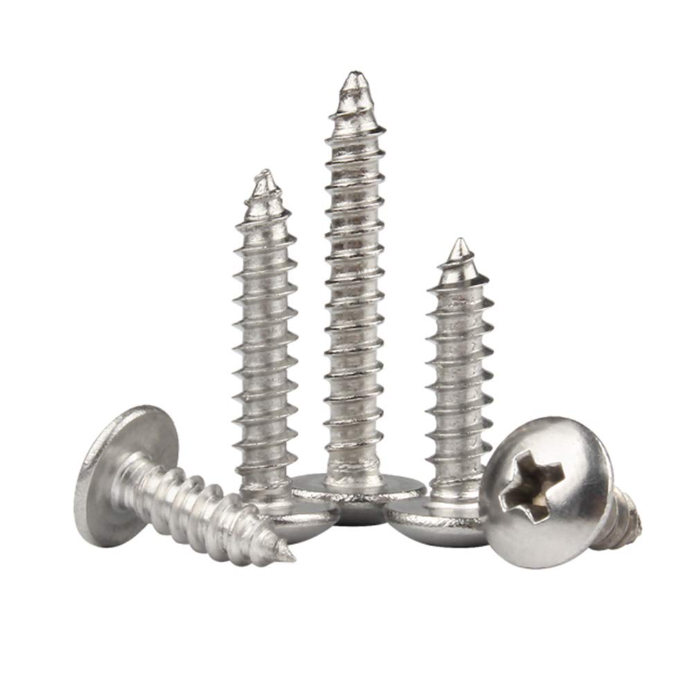 Yudesun Stainless Self Tapping Screws - Wood Screws M3 M4 M5 M6 Corrosion Protection 304 Stainless Steel Mushroom Head