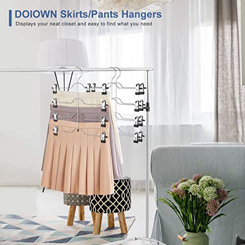 DOIOWN Skirt Hangers 4 Tier Pants Shorts Hangers Space Saving Hangers Closet Organizer for Skirt, Pants(3 Pieces) (3 Pieces)