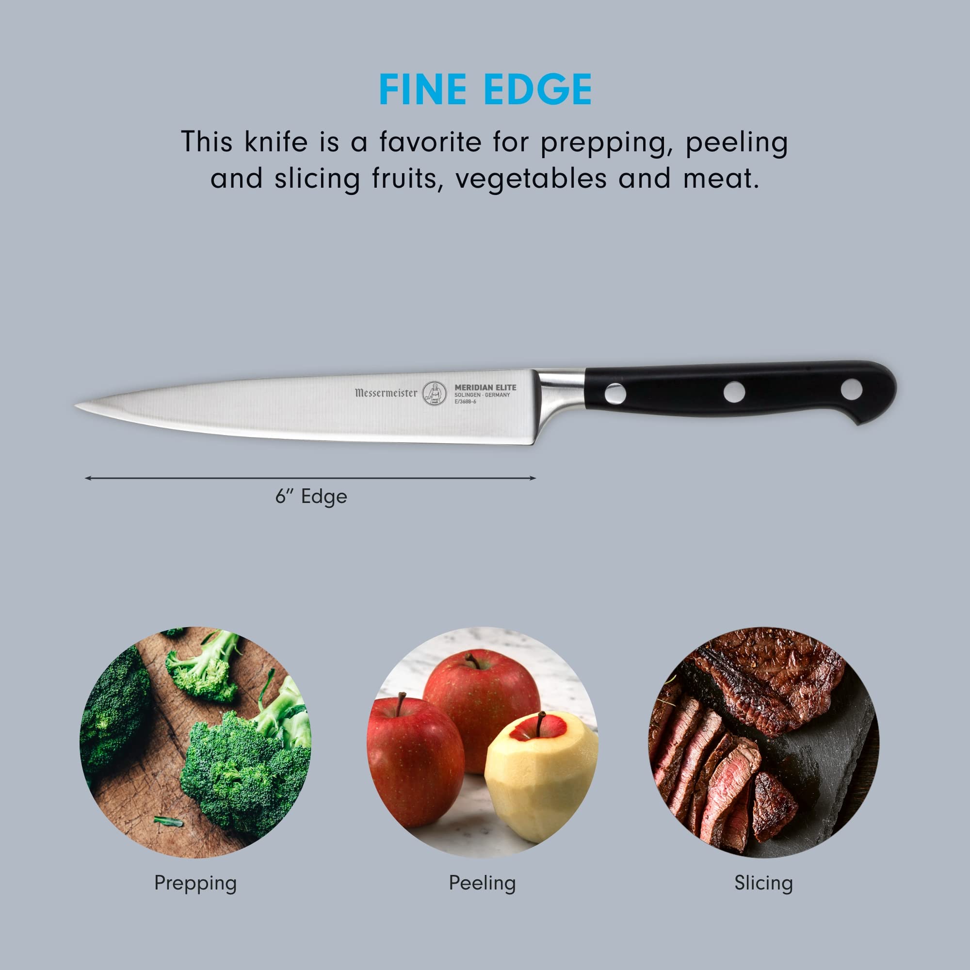 Messermeister Meridian Elite 6β Utility Knife - Fine German Steel Alloy Blade - Rust Resistant & Easy to Maintain