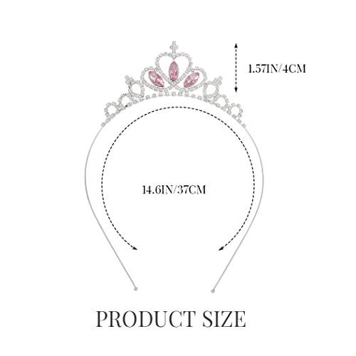 Brishow Rhinestone Girls Tiara and Crown Silver Crystal Princess Crowns Birthday Party Headband Tiaras (Pink)
