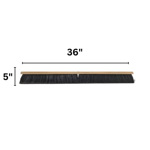 Bristles 4036 36” Indoor Push Broom Head – Heavy Duty Hardwood Block, Flagged Polypropylene Fiber Bristles, Brown