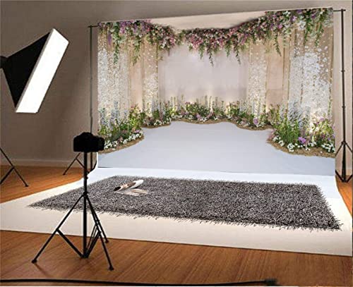 CSFOTO 8x6ft Wedding Backdrop for Cradle Ceremony Backdrop for Proposal Flowers Curtain Wedding Ceremony Banner Bridal Shower Background Mother's Day Backdrop Floral Marriage Backdrop