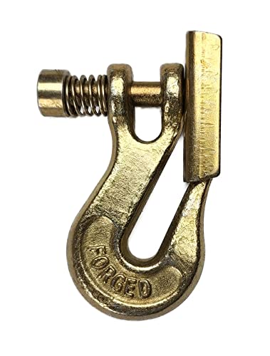 Grade 70 Pin Lock Clevis Grab Hook with Latch, for Tow Winch Trailer, Logging, Yellow Zinc Chromate Finish (5/16-2pcs)
