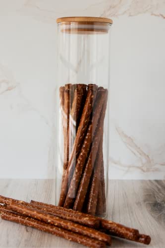 Cestari Pasta Storage Jars: Spaghetti Container Glass Pasta Jar with Bamboo Lid, Airtight Dry Food Storage Kitchen Canister for Pasta, Spaghetti, Macaroni, Rotini, Noodles, Candy, and More