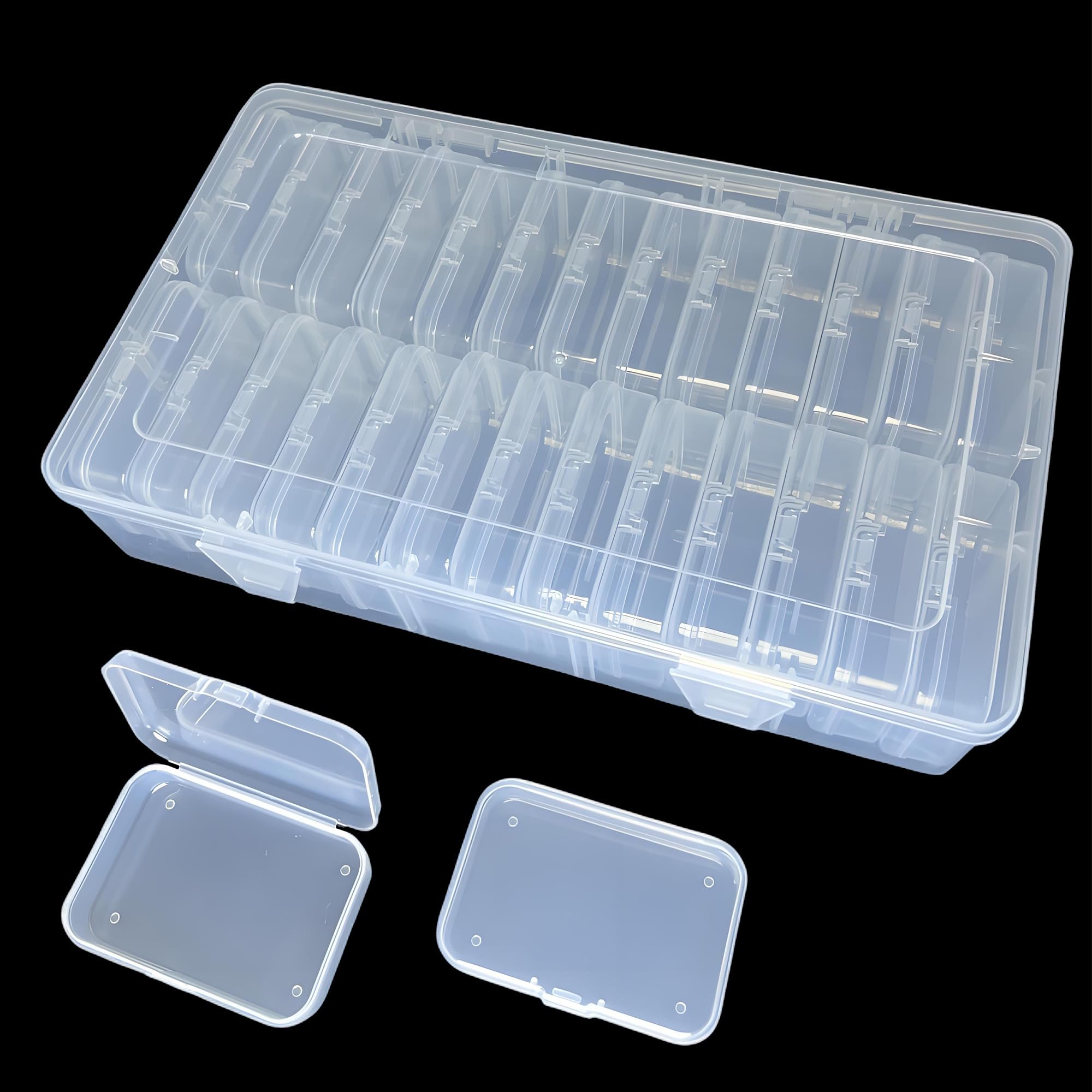 CHSZCHOMER 26 Pack Bead Storage Box With Hinged Lid, Sturdy Plastic Box - Used For Crafts, Beads, Jewelry, Manicures, And Small Items, Diy Handmade With Classification Labels