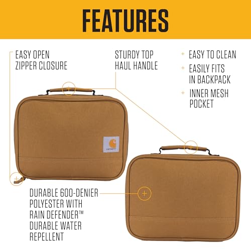 Carhartt Insulated 4-Can Lunch Cooler for Men and Women, Fully Insulated and Water Resistant, Essential Lunch Cooler (Black)
