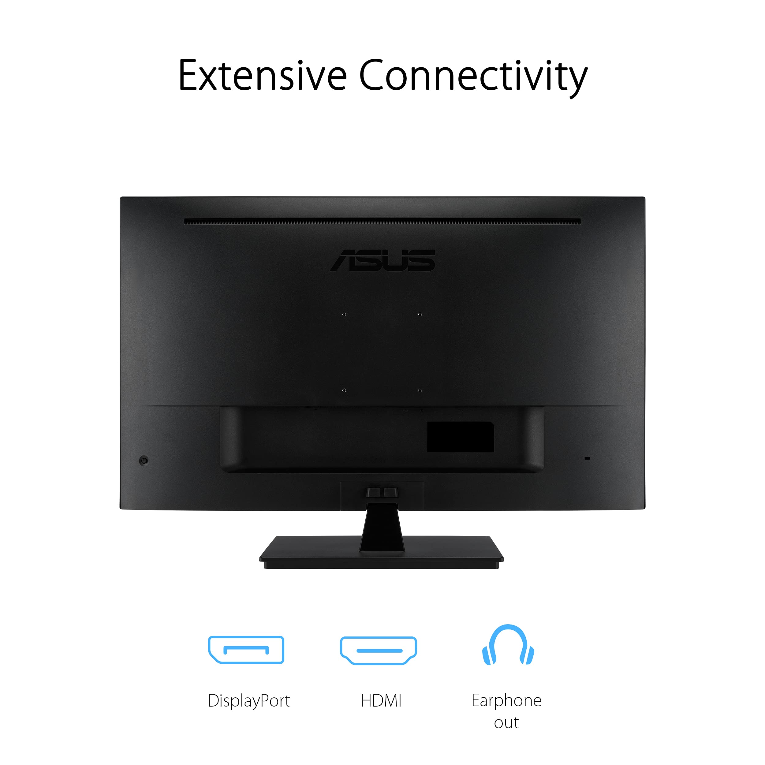 ASUS 31.5” 2K Monitor (VP32AQ) - WQHD (2560 x 1440), IPS, 100% sRGB, HDR10, 75Hz, Speakers, Adaptive-Sync/FreeSync, Low Blue Light, Eye Care, VESA Mountable, Frameless, DisplayPort, HDMI, Tilt,BLACK