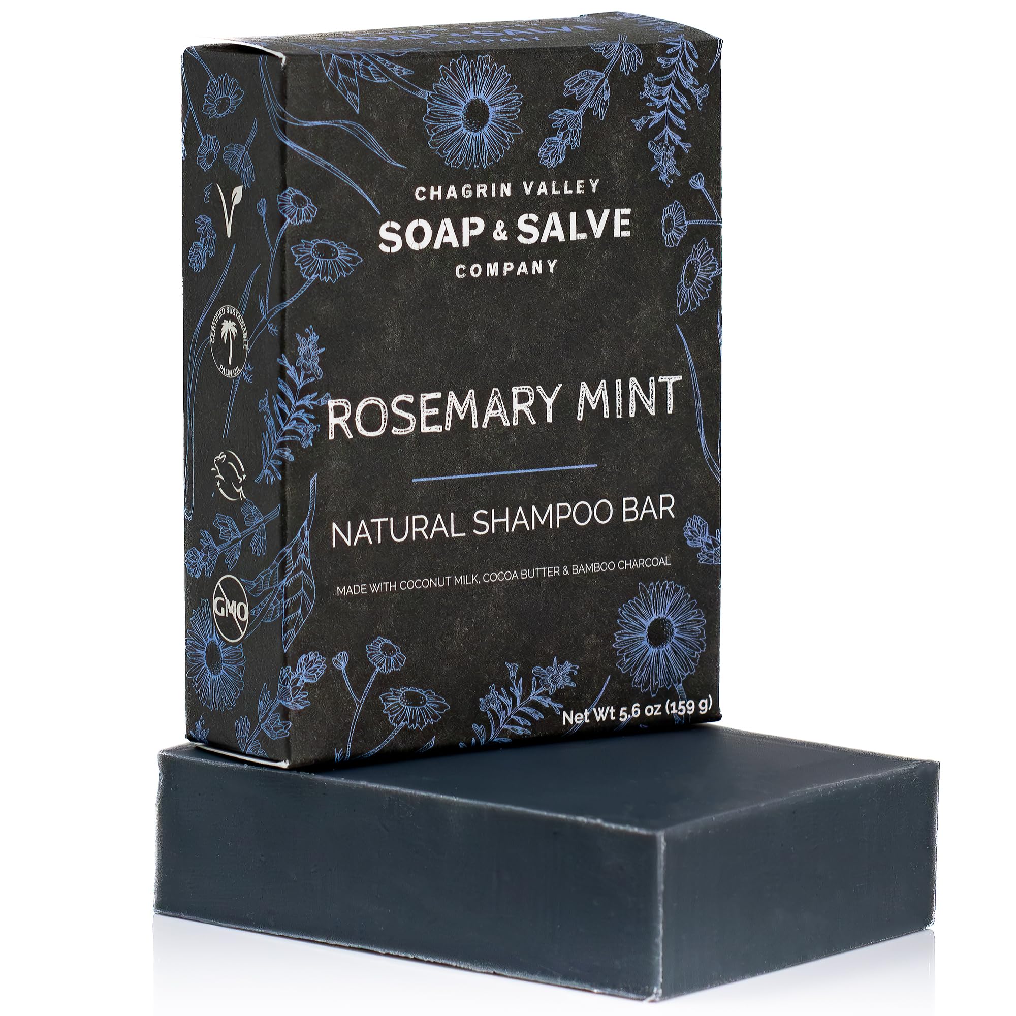 Organic Natural Shampoo Bar (Rosemary Mint Charcoal, 1 Bar)